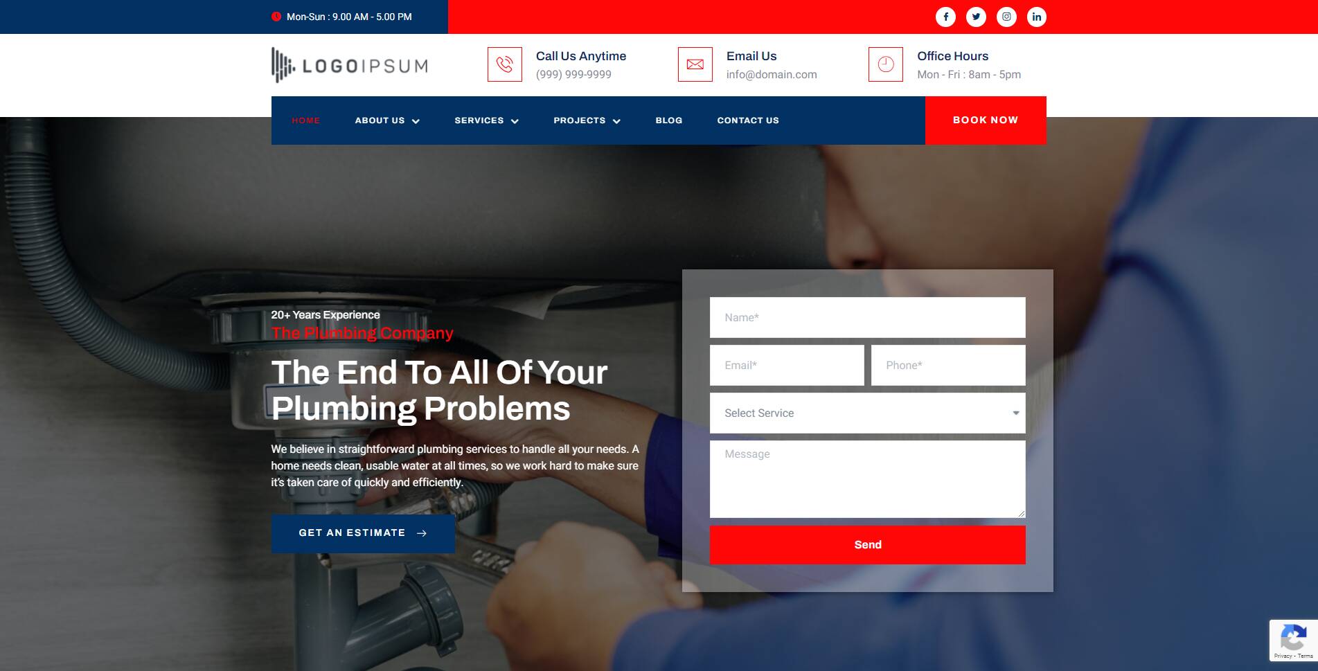 Plumbing Website Demo 1 - Totally Awesome Site Demos
